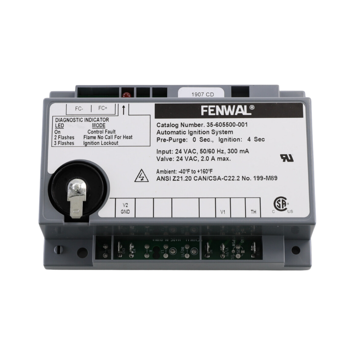 Fenwal 35-605500-001 24VAC, 0 Pre-Purge, 0 Inter-Purge, 4s Ignition Ti ...