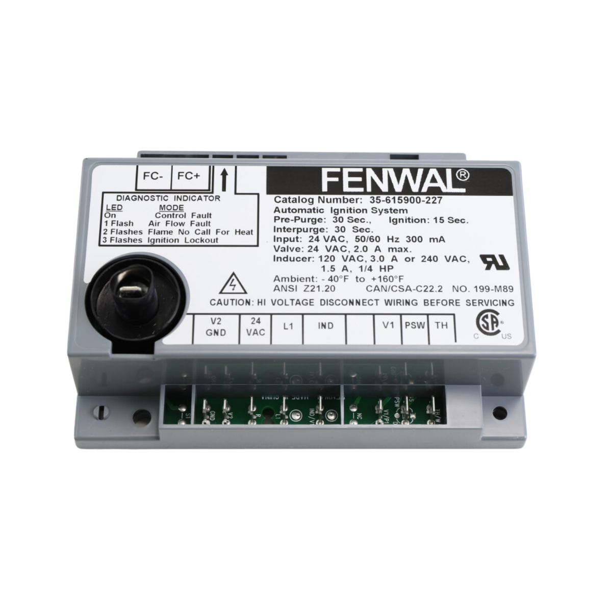 Fenwal 35-615900-227 24VAC, 30s Pre-Purge, 30s Inter-Purge, 15s Igniti ...