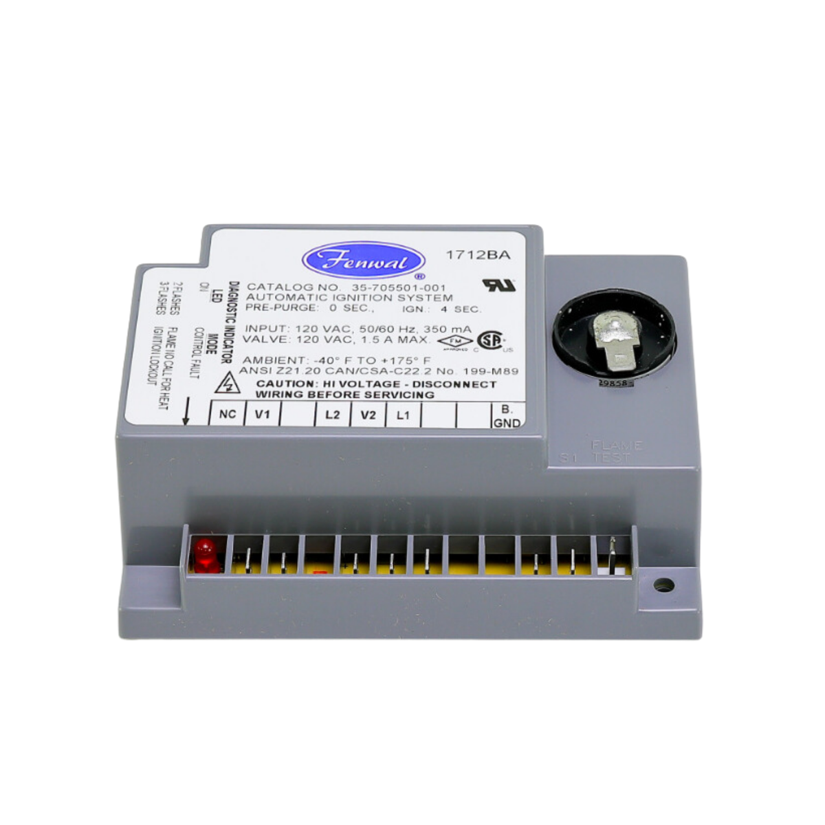 Fenwal 35-705501-001 120V, 0 Pre-Purge, 0 Inter-Purge, 4s Ignition Tim ...