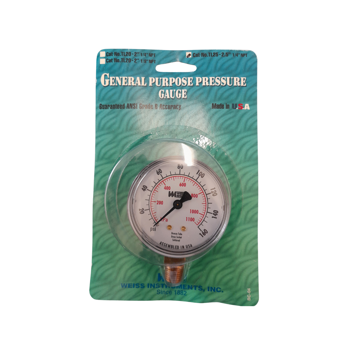 Weiss Instruments TL25-160 Pressure Gauge – Snook & Aderton HVAC Supply